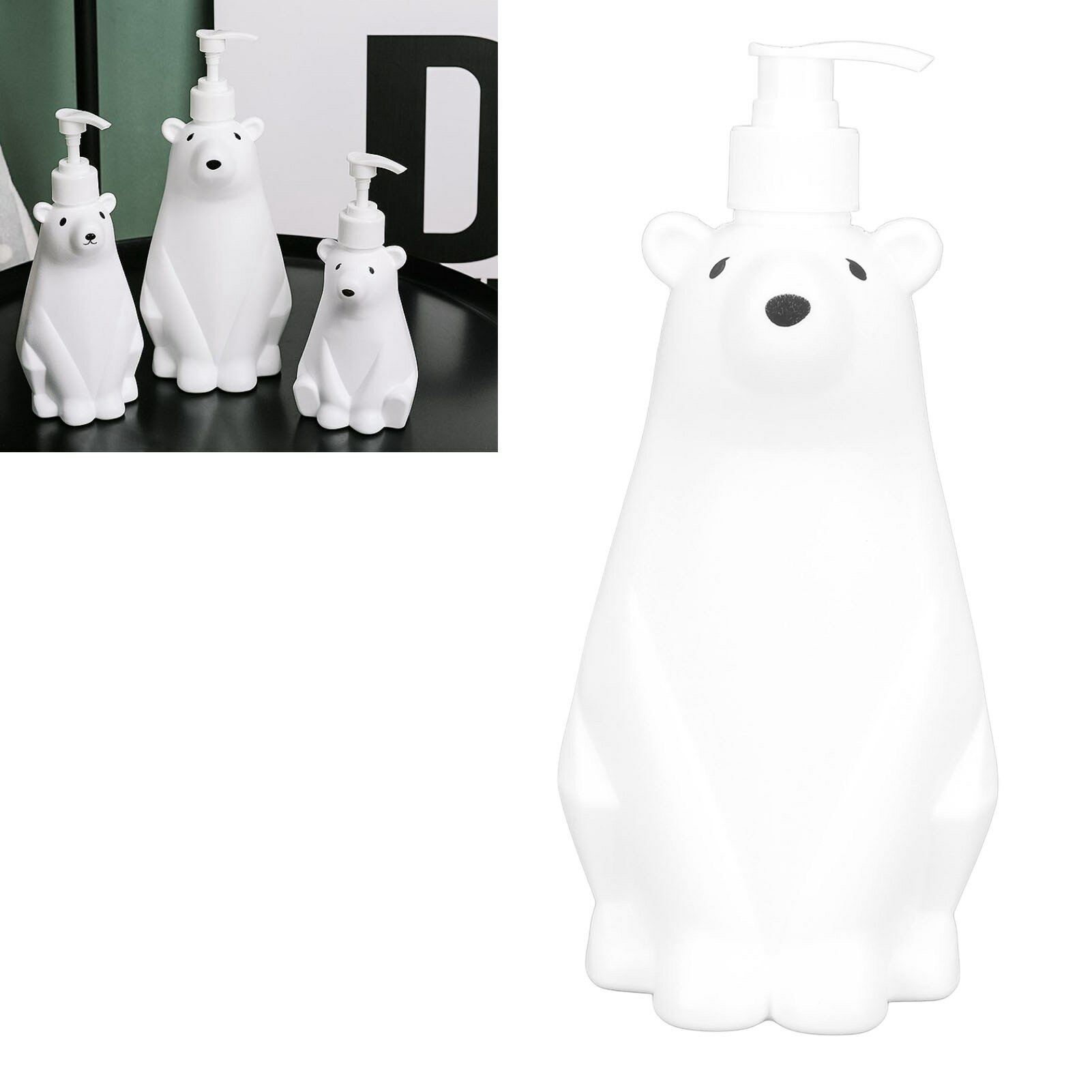 Диспенсер для шампуня White Bear Style Pump Type PP PE широко используемые бутылки для душа для ванной комнаты, туалета L: 25,5x12 см/10,0x4,7 дюйма