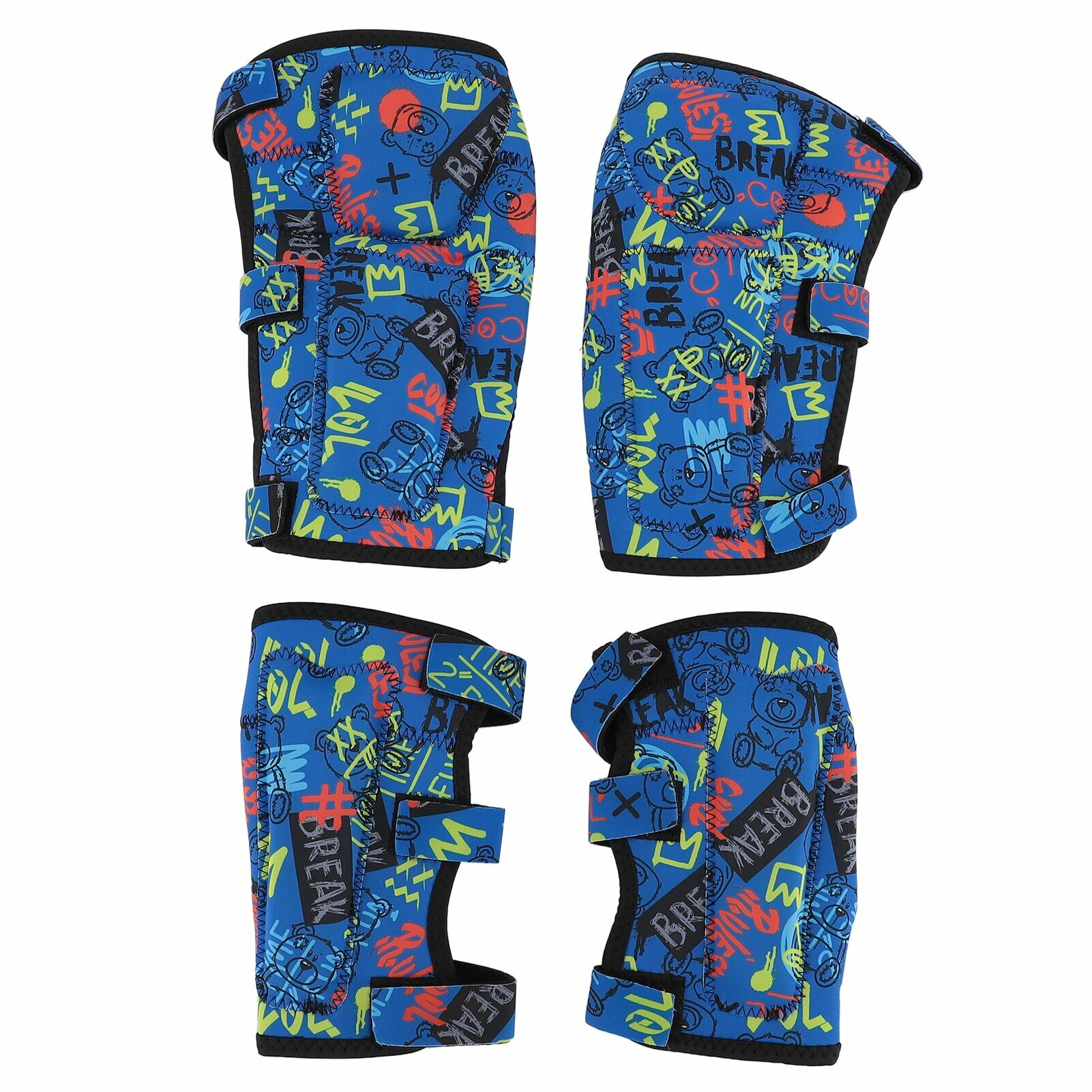 Детские наколенники и налокотники, дышащие, регулируемые, защитный комплект для детей для езды на велосипеде, самокате, коньках и скейтборде, синий.