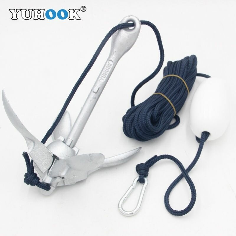 YUHOOKСкладной морской якорь из углеродистой стали с горячим цинкованием, может использоваться для каяков, надувных резиновых лодок, катеров SUP