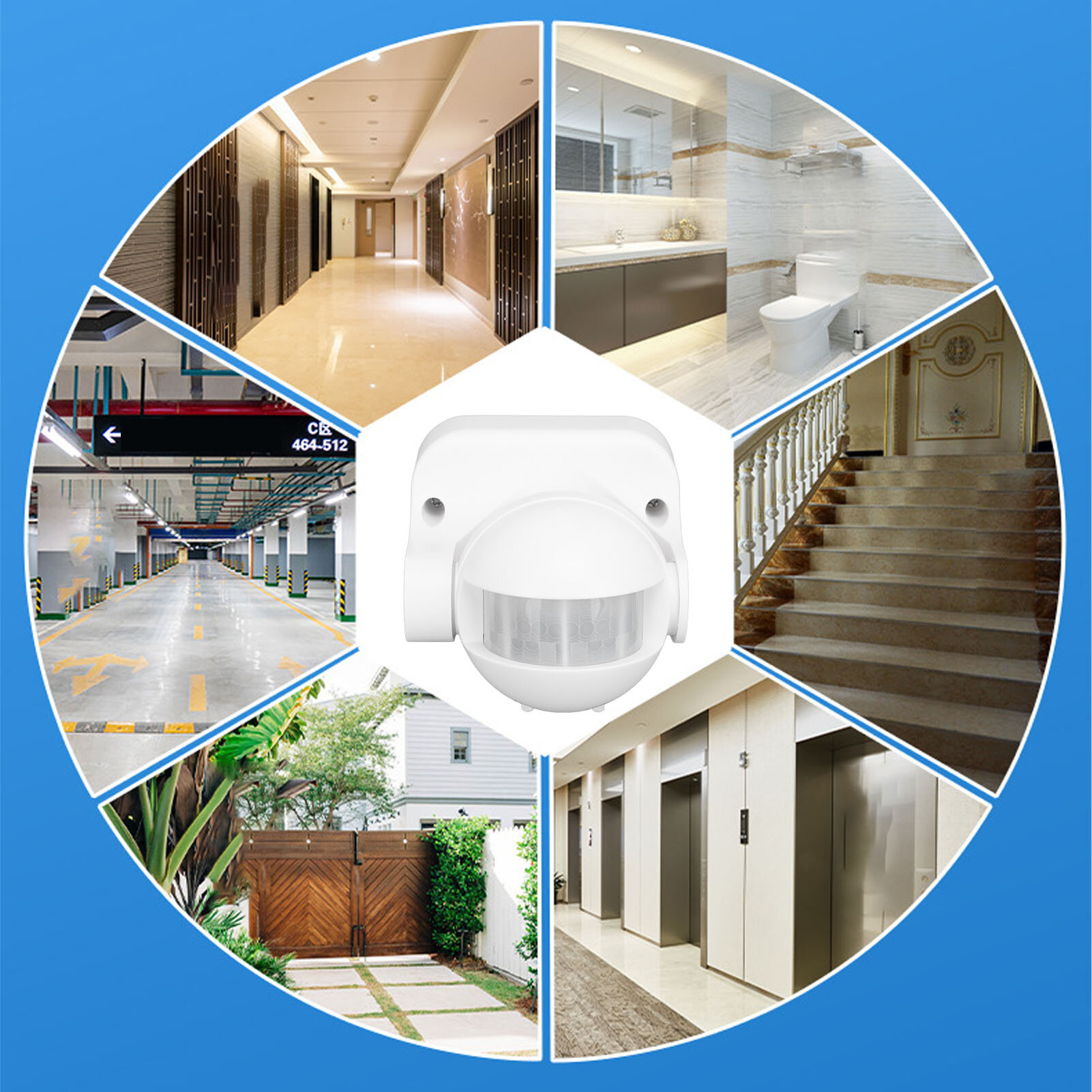 Wall Mounted Motion Sensor Automatic Dusk to Dawn Spherical PIR Sensor Outdoor Motion Sensing Switch for Home Security LED Light AC 110 to 240V White Sensing Distance 3 to 8m Load Power within 150W 180 Degree Detection Angle ABS Material 143g Weight