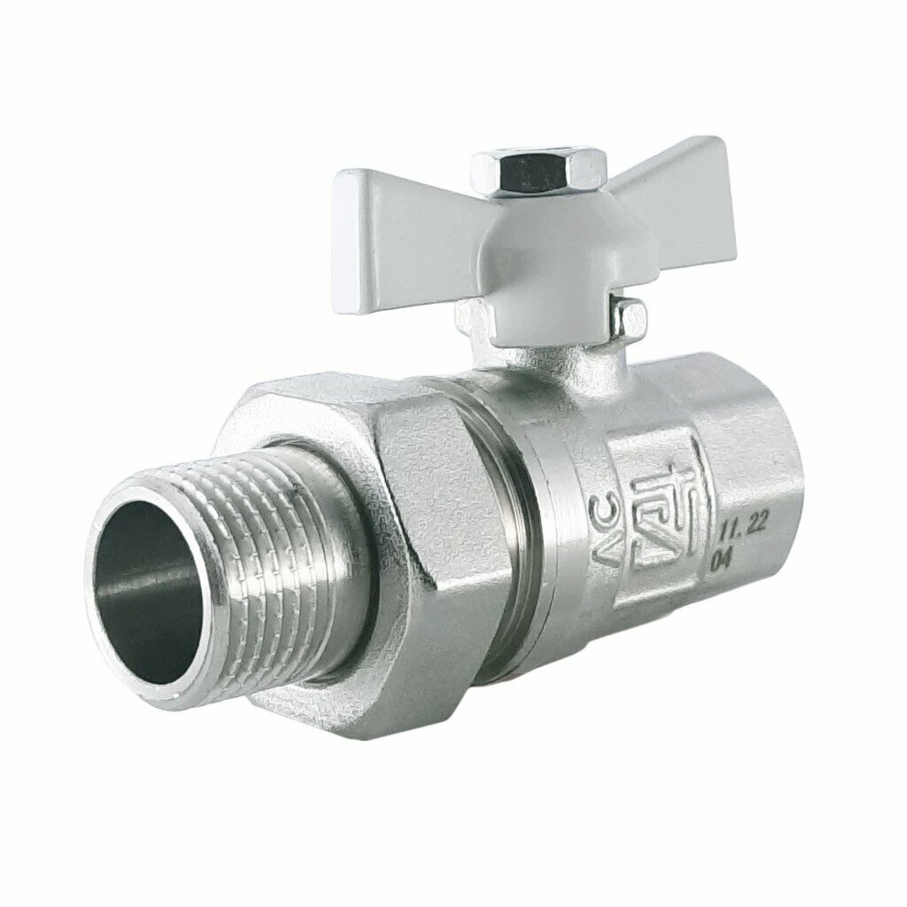 Шаровой кран STI, латунь, Ду 15, Г1/2", с накидной гайкой, бабочка