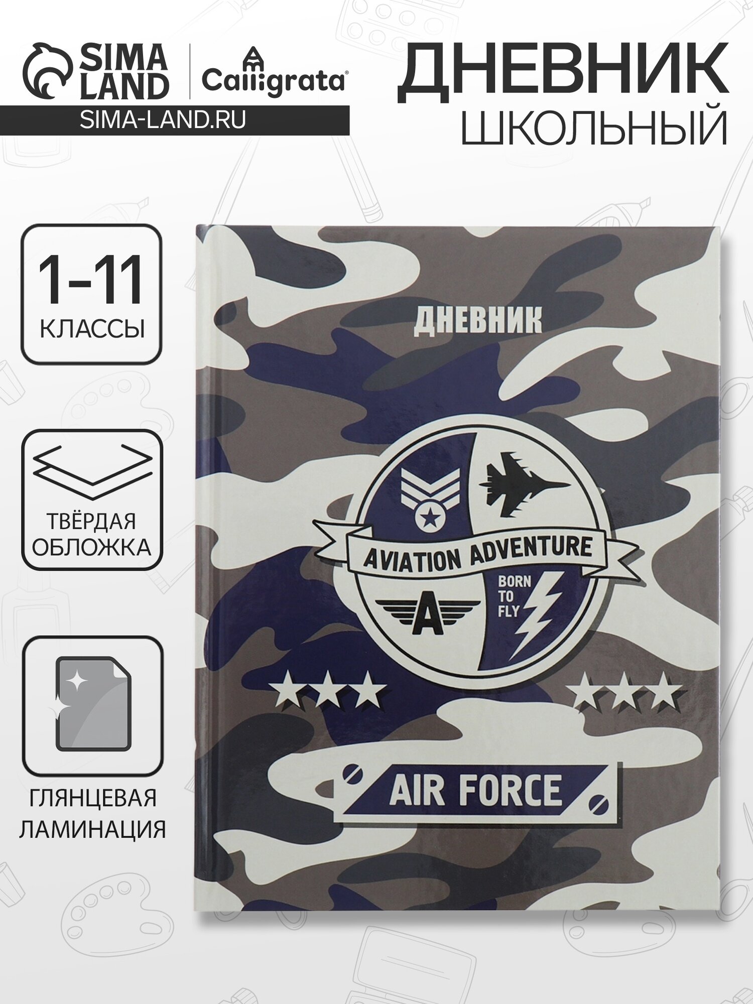 Дневник школьный для 1-11 классов, «Самолет», твёрдая обложка 7БЦ, глянцевая ламинация, 40 листов