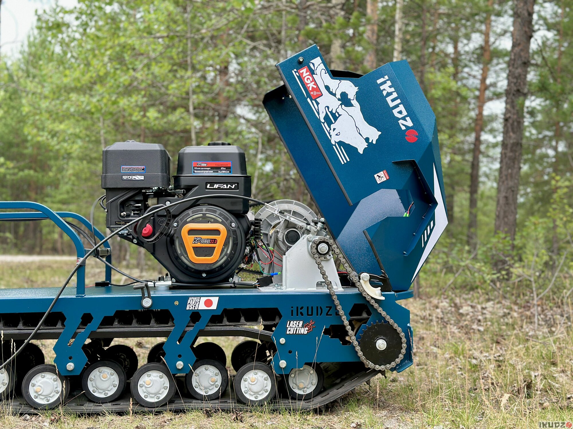 Мотобуксировщик IKUDZO TERRAIN 1500/600 EKR20 LIFAN с реверсом Синий Белый мото собака