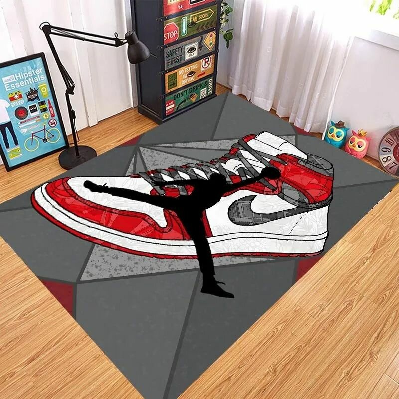 Ковер безворсовый "Любимые кроссовки Air Jordan моей бабушки." 80x120см.