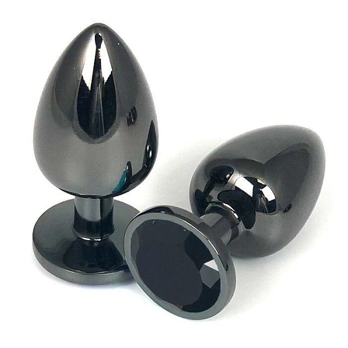 Темная анальная пробка «LaViba» с черным кристаллом, размер S