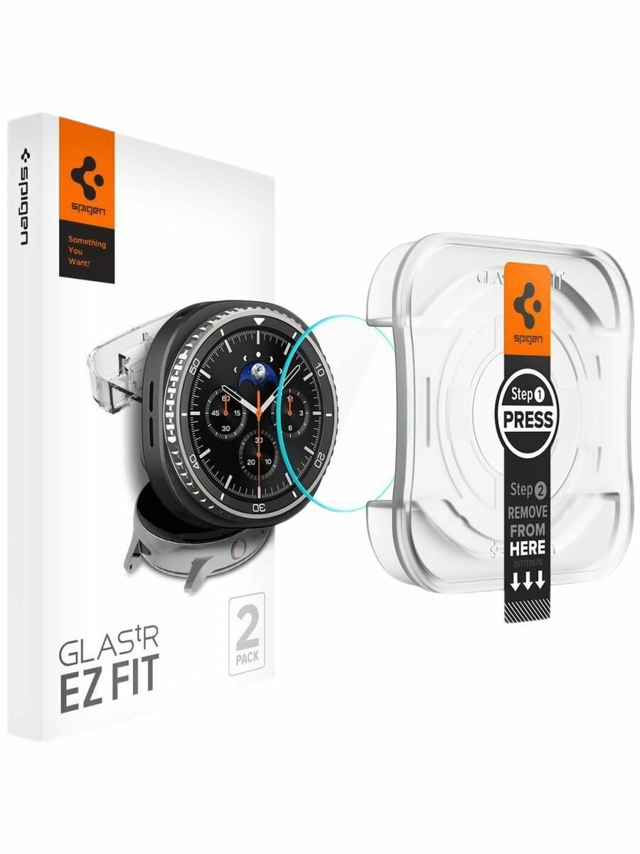 Защитное стекло Spigen на Samsung Galaxy Watch 8 Classic (46 мм), 2 шт в комплекте AGL09877