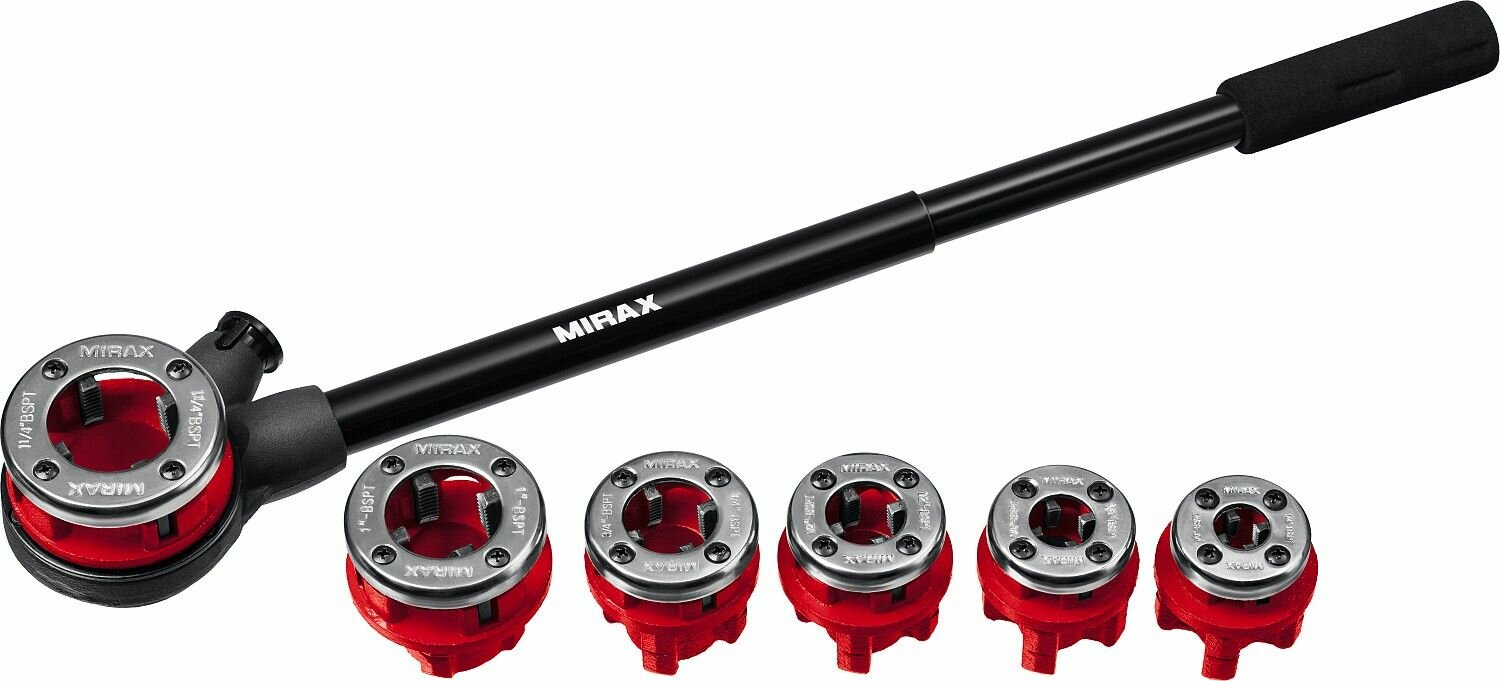 Набор клуппов MIRAX с трещоткой №6, качественный инструмент для резьбы 28240-H6