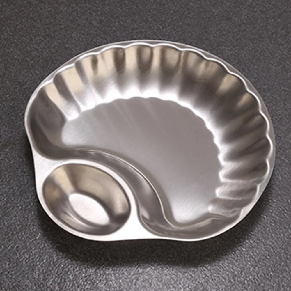 Тарелка для закусок из нержавеющей стали, shell-silver