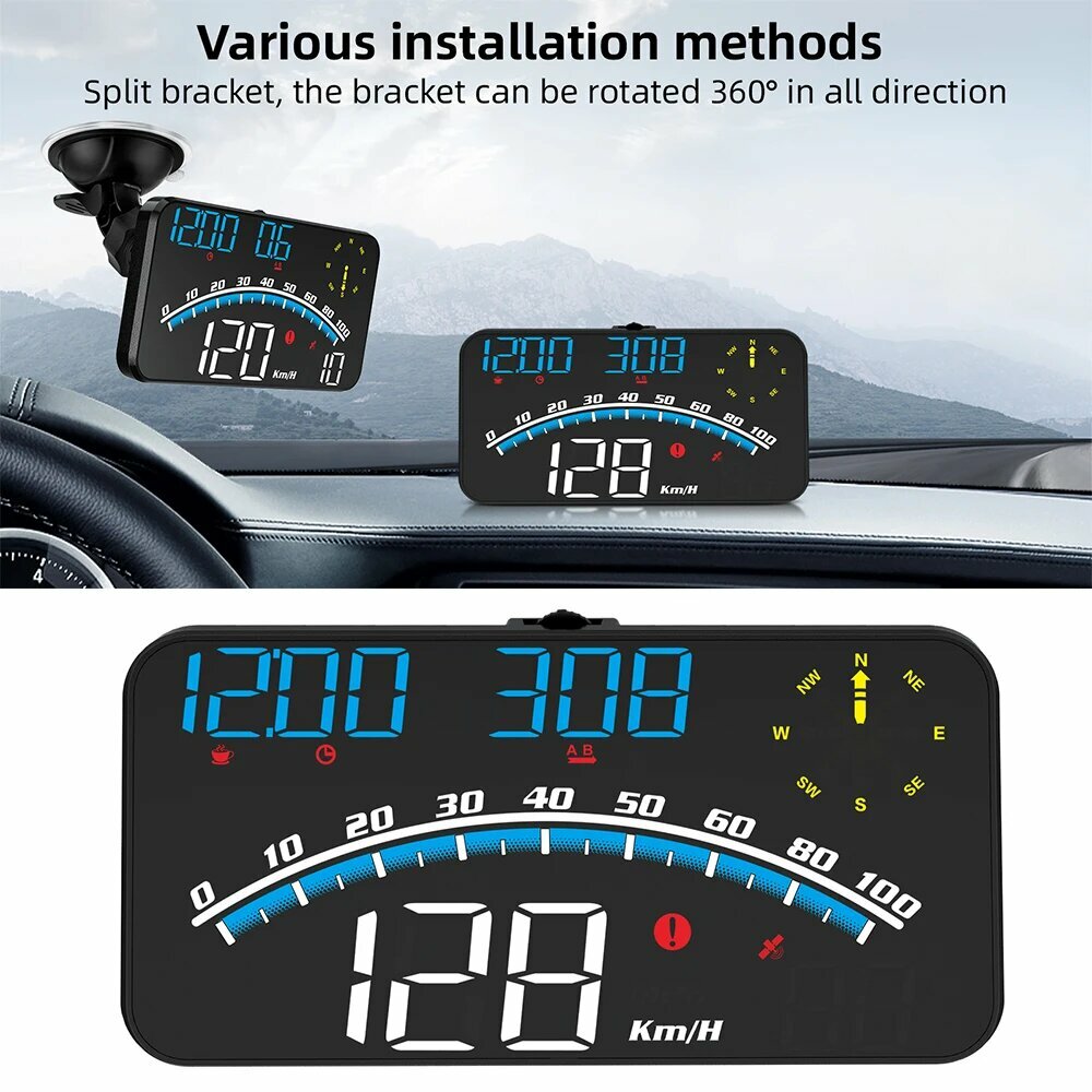 Цифровой дисплей HD G10 с большим шрифтом, автомобильный GPS-Спидометр со спидометром и сигнализацией о превышении скорости, электронный компас, экран подходит для всех автомобилей