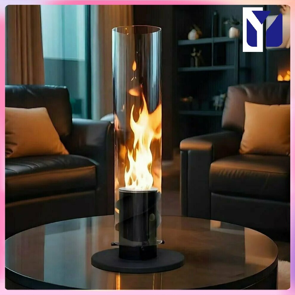 Эксклюзивный напольный биокамин матовочерный 39 см высотой 19 см шириной