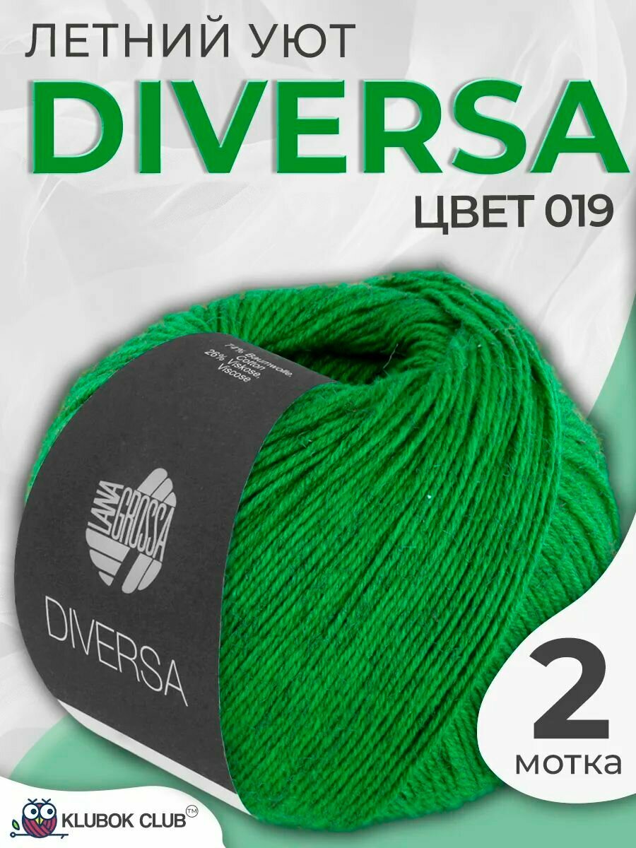 Пряжа для вязания Lana Grossa Diversa хлопковая, цвет 019, 2 мотка