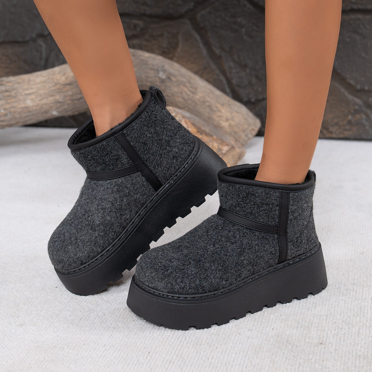 Зимние ботинки с большой головкой, женские, из толстого бархата и хлопка, зимние 2025, новые теплые ботинки для снега из хлопка, зимние ботинки для хлеба