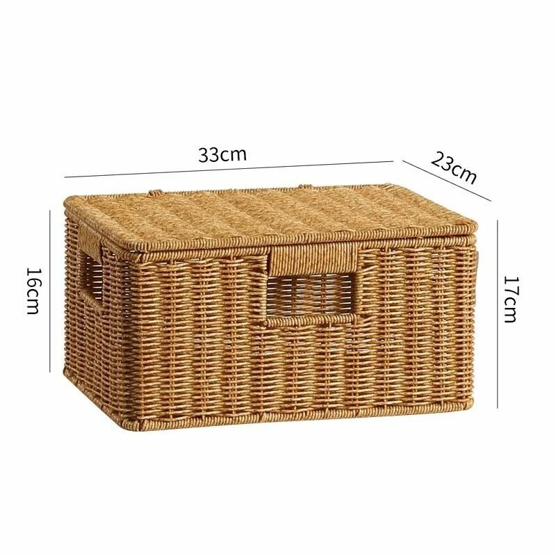 Три дырки Плетеная корзина для хранения с крышкой длина 33 см, ширина 23 см, высота 17 см.