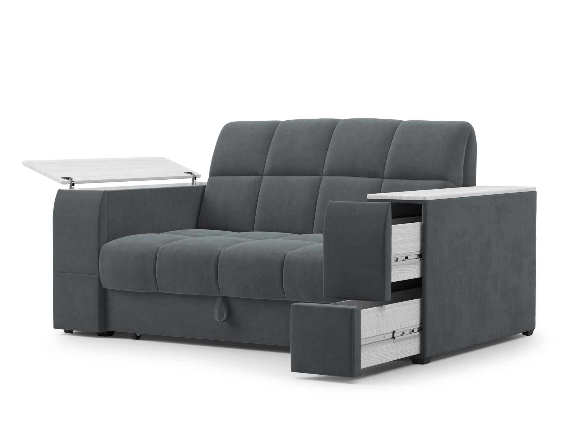 Диван-кровать Флай, аккордеон, подлокотники короб+ящики, 120*200 с ортопедическим основанием, съемный чехол, велюр.