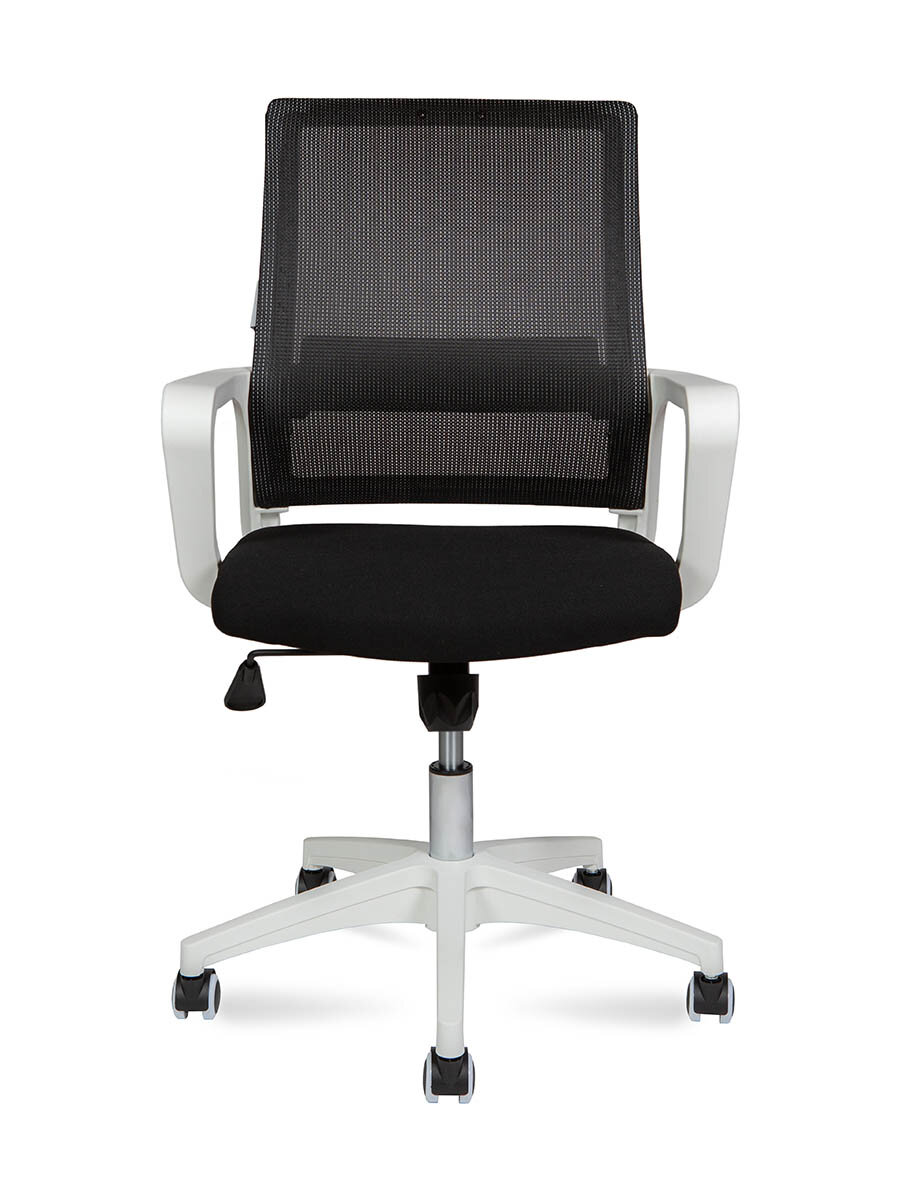 Кресло Norden Бит LB белый пластик Черная сетка/Черная ткань