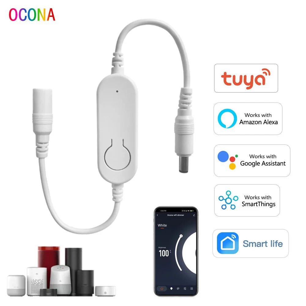 Светодиодный контроллер Tuya Wi-Fi, диммер PMW DC 12 В ~ 24 В, переключатель регулировки яркости для светодиодных лент, работает с Alexa Google Assistant