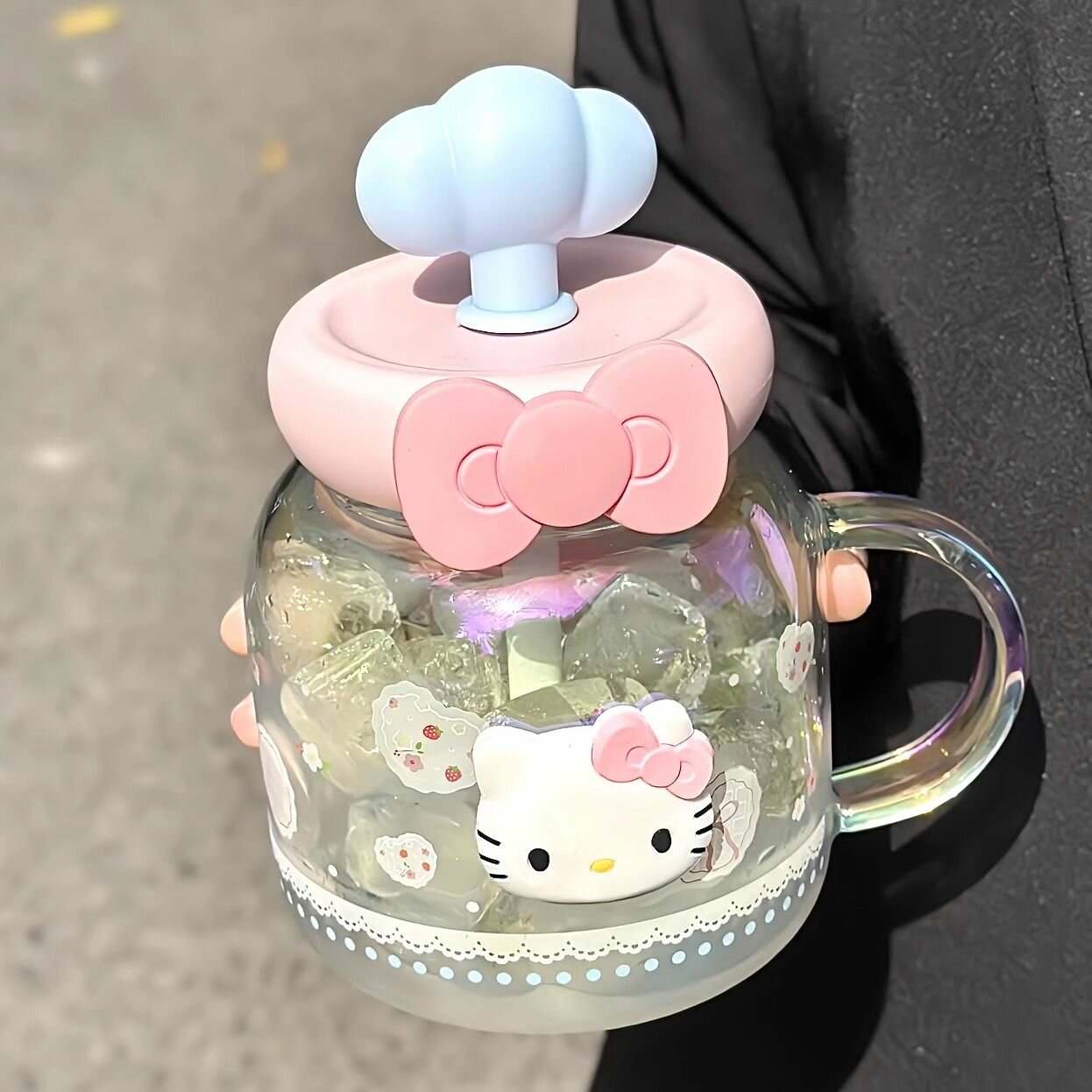 Чашка для воды kitty water cup 2025 для девочек из высококачественного стекла летняя большая емкость розового цвета
