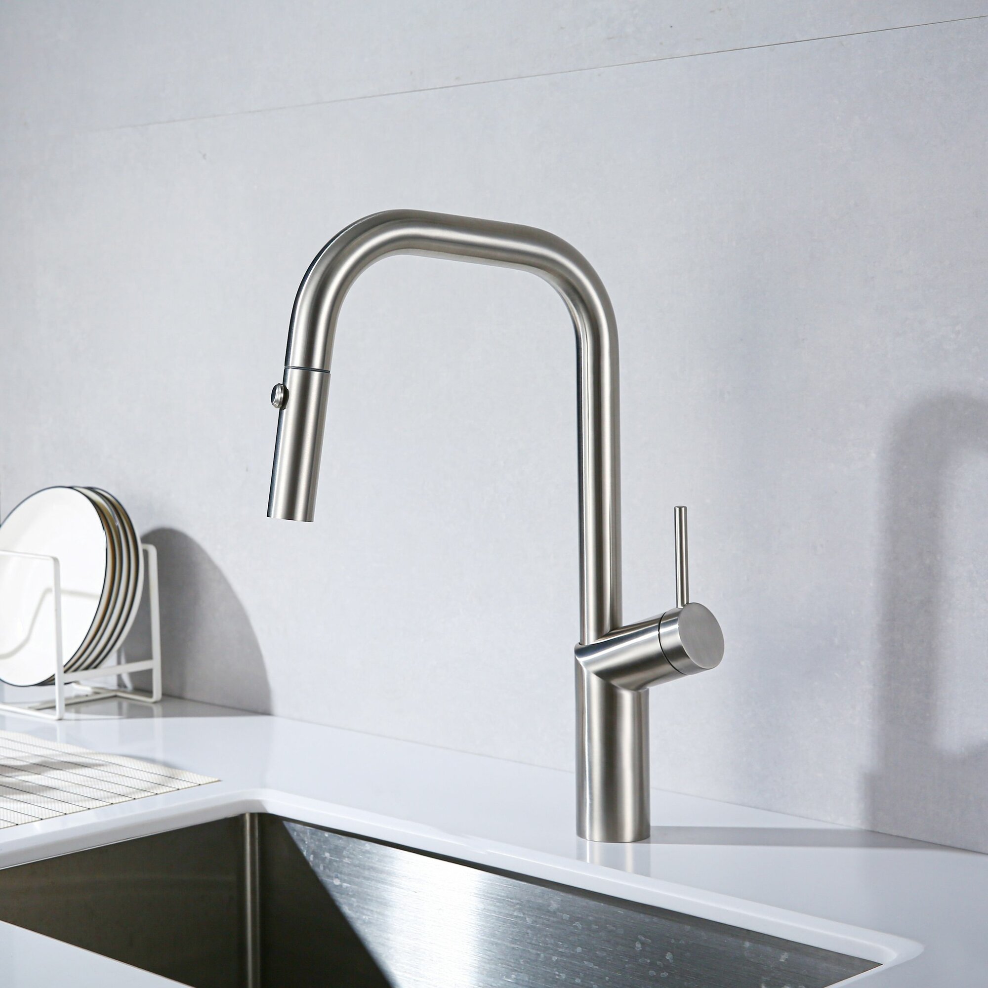 Смеситель для кухни Vincea VKF-107BN, с гибким изливом, брашированный никель