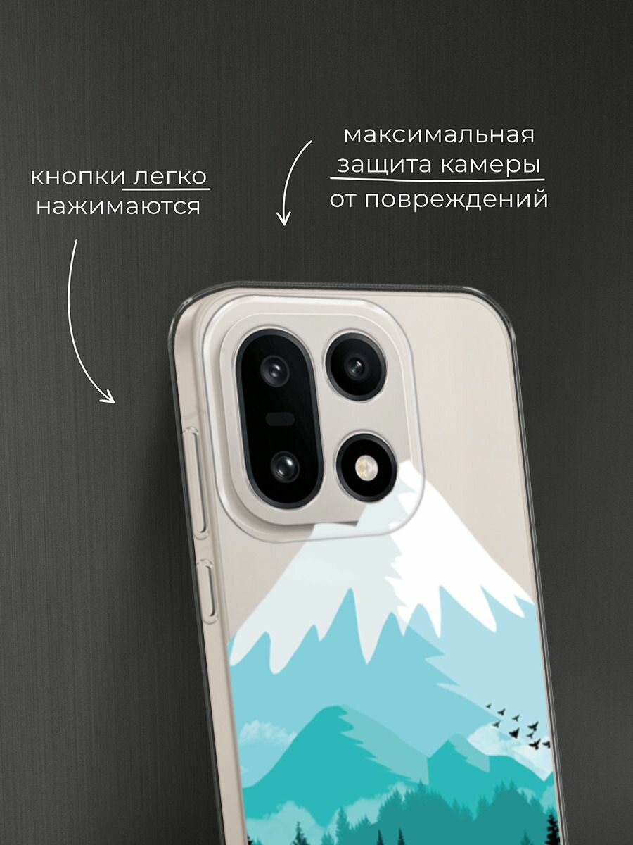 Чехол на OnePlus 15 / Ван Плас 15 с принтом Синяя снежная гора, прозрачный — фото 1
