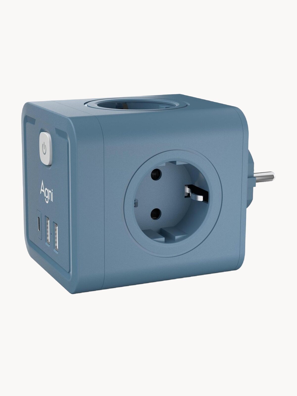 Разветвитель для розетки AGNI, 4 розетки, 4000Вт, 3 USB-порта, TYPE C, с заземлением