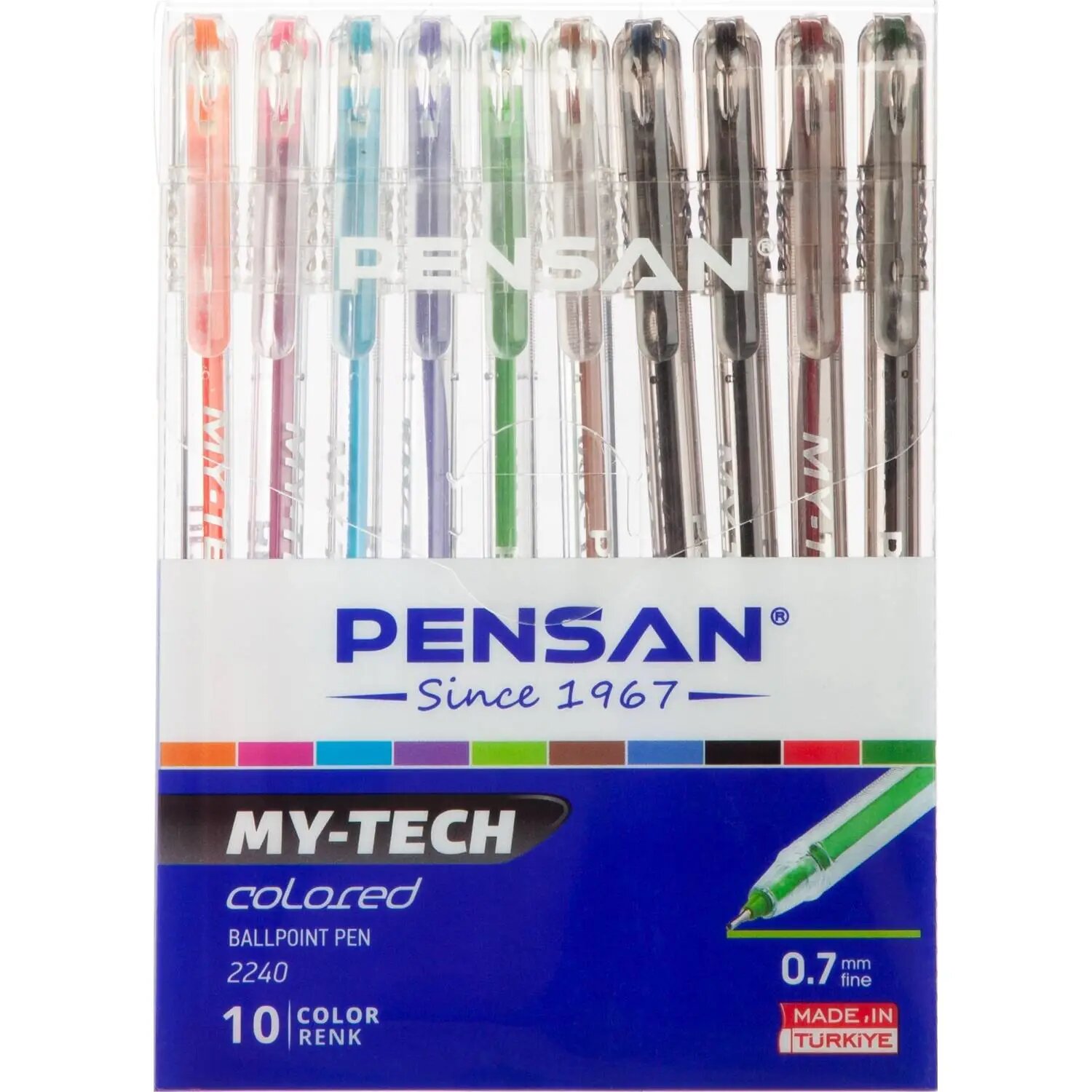 Набор шариковых ручек PENSAN MY-TECH 10цв шар0.7мм лин0.5мм масл 2240/R10