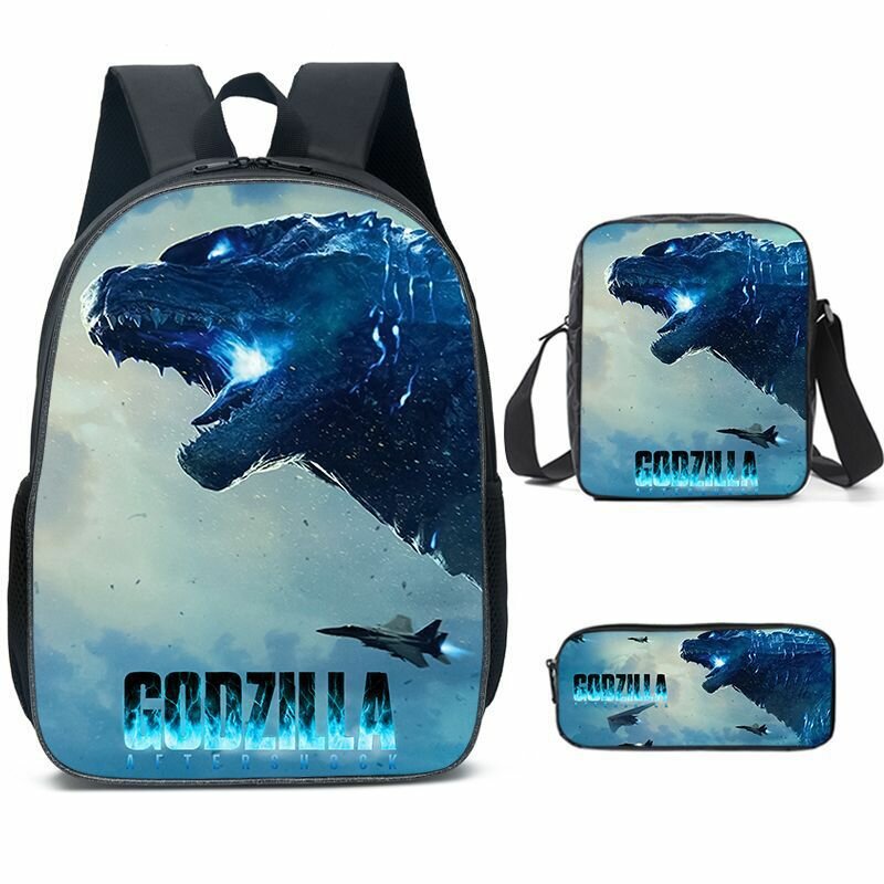 Самый продаваемый на Amazon рюкзак Godzilla, школьный ранец для учащихся начальной и средней школы, состоящий из трех предметов, дропшиппинг