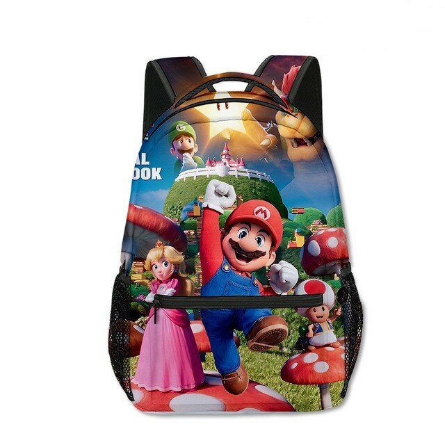 Студенческая сумка Super Mario. Рюкзак Mario SuperMario с полностью принтом. Детский рюкзак из ткани Оксфорд.