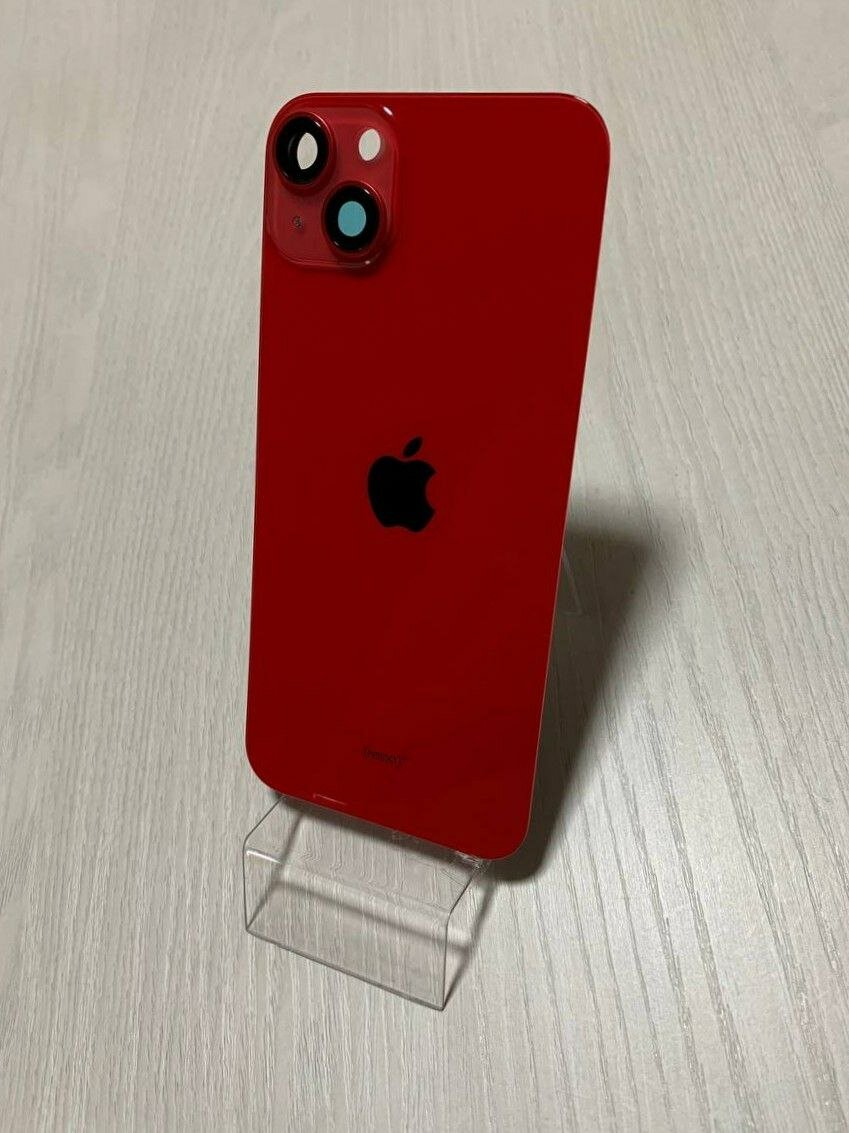 Задняя крышка iPhone 14 Plus в сборе с окошками камеры (Red) красная