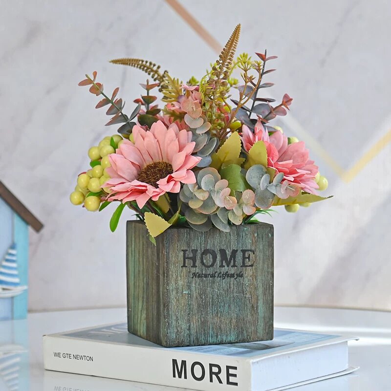 Искусственные цветы для забора, декоративные растения в горшках, цветочные композиции, украшения для подоконника