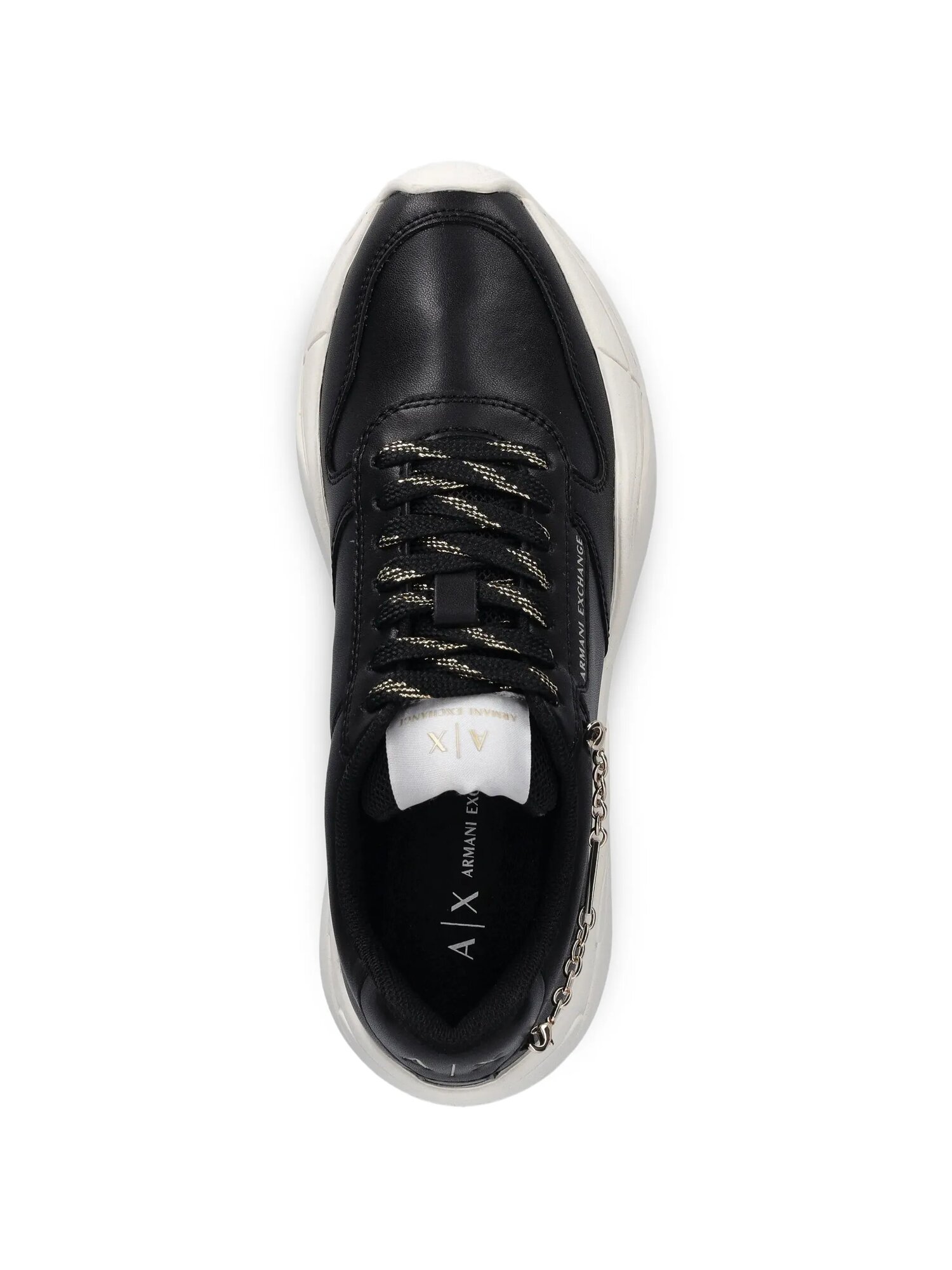 Кроссовки Armani Exchange Chain-embellished trainers, размер 41, black/black — фото 1