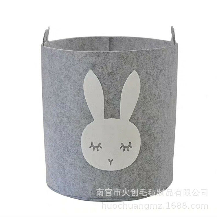 Мягкая войлочная корзина для белья с рисунком кролика в светло-сером цвете, 16x16 см - очаровательный органайзер для