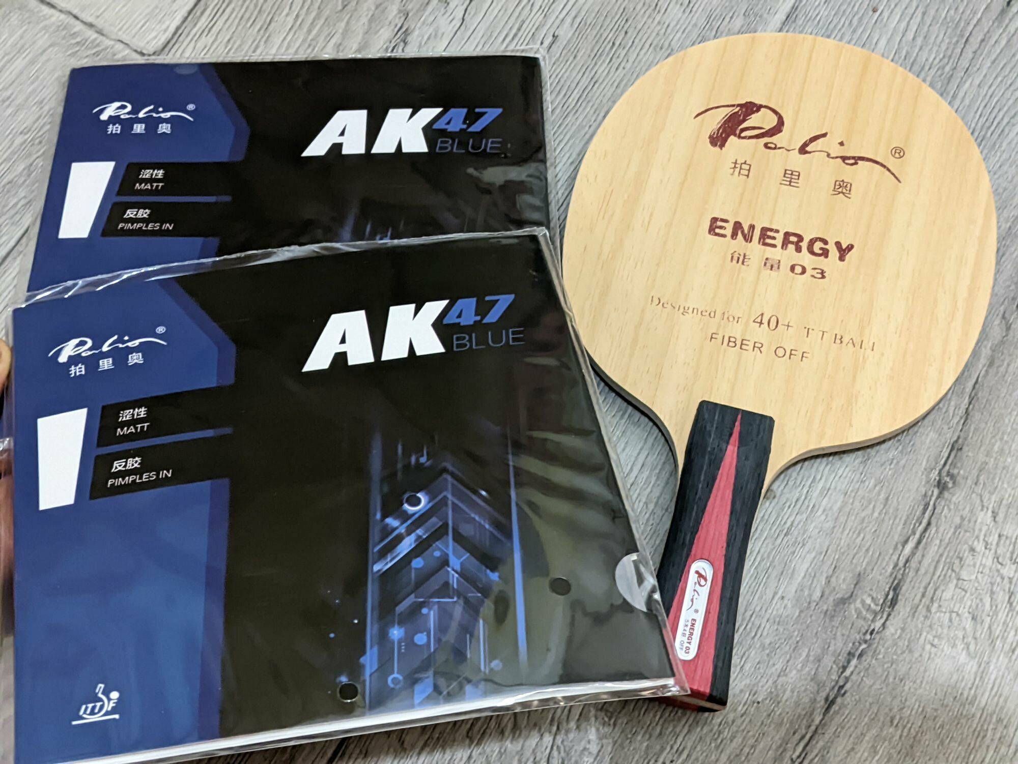 Ракетка для настольного тенниса ручная сборка / Palio energy 03 + AK47 blue
