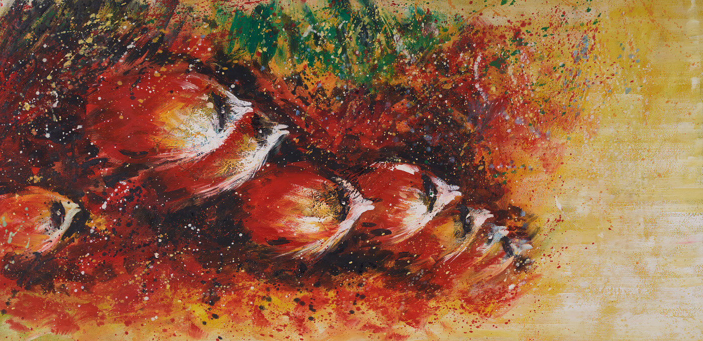 Картина на холсте для интерьера на стену в гостиную офис спальню интерьерная для декора Косяк рыб анималистика