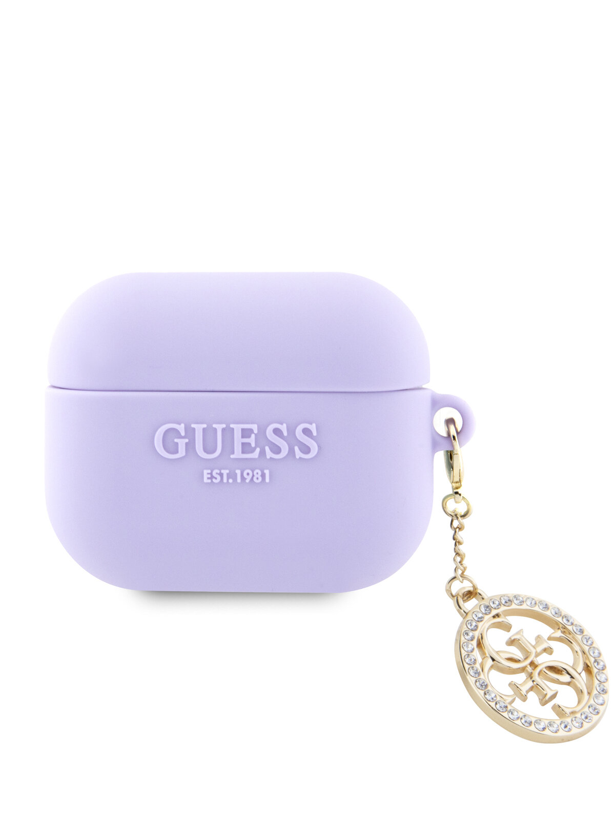 Guess для Airpods 3 чехол Liquid silicone with 4G Diamond charm Purple