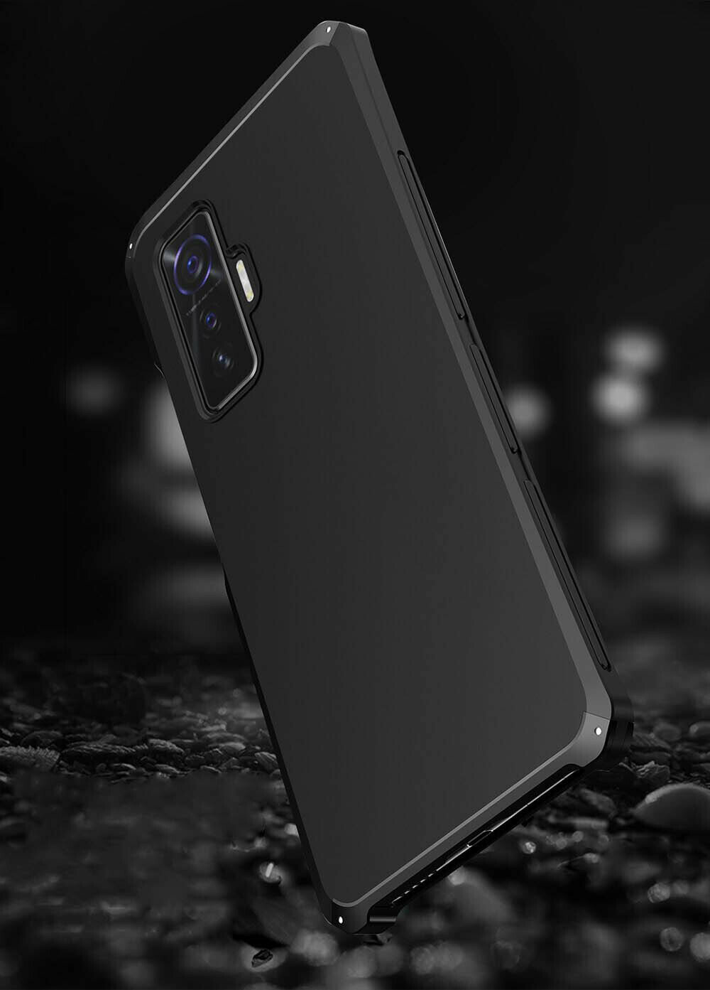 Противоударный чехол для Vivo iQOO 5, Case, черный с фиолетовым