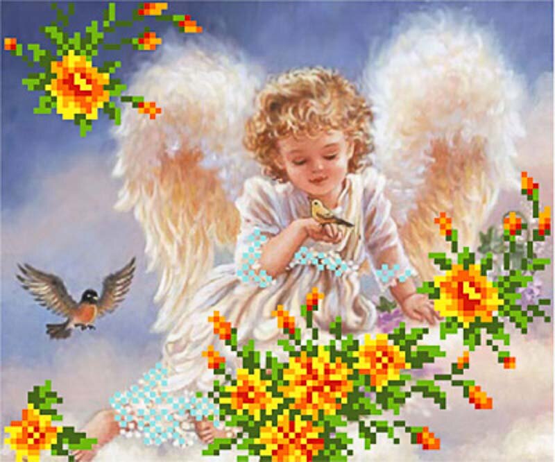 Канва/ткань с рисунком для вышивания бисером 28 см х 34 см 4043 Г "Исполнение мечты"