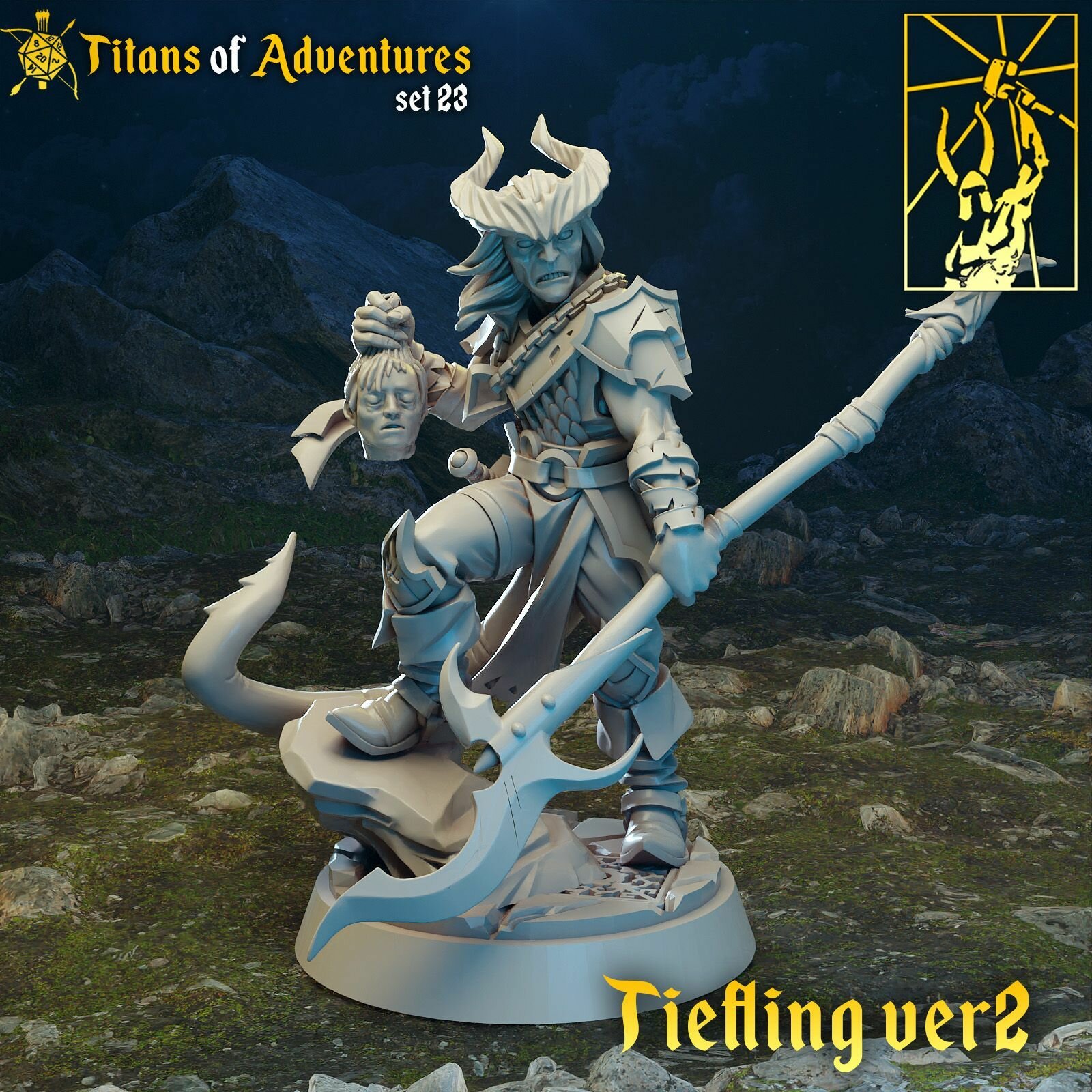 Миниатюра D&D "Тифлинг охотник за головами" 32 мм (DnD, Dungeons & Dragons, ДнД, Подземелья и Драконы, Pathfinder)