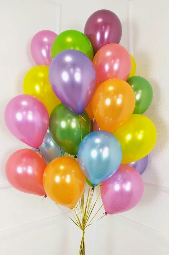 Облако из гелиевых воздушных шаров ассорти 15 шт (уже надутые)