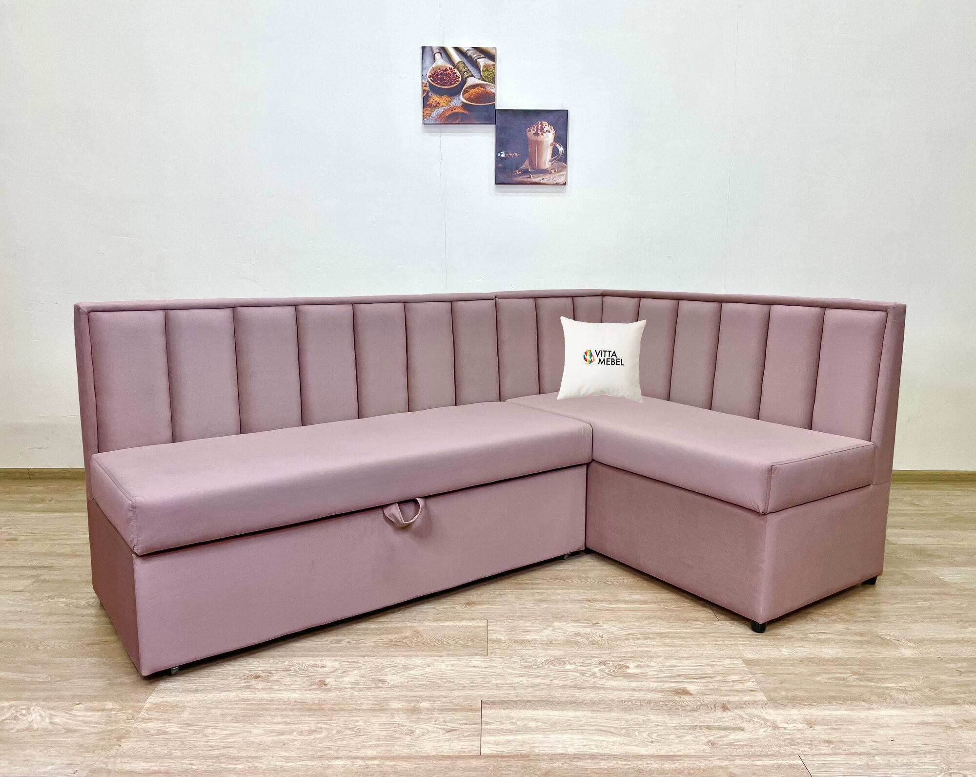 Кухонный уголок Santorini угол правый, розовый