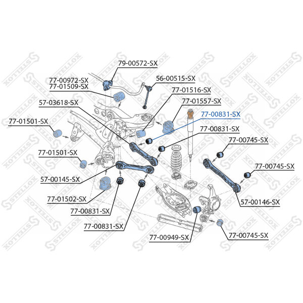 Сайлентблок рычага подвески для автомобиля BMW БМВ, STELLOX 77-00831-SX (1 шт.)