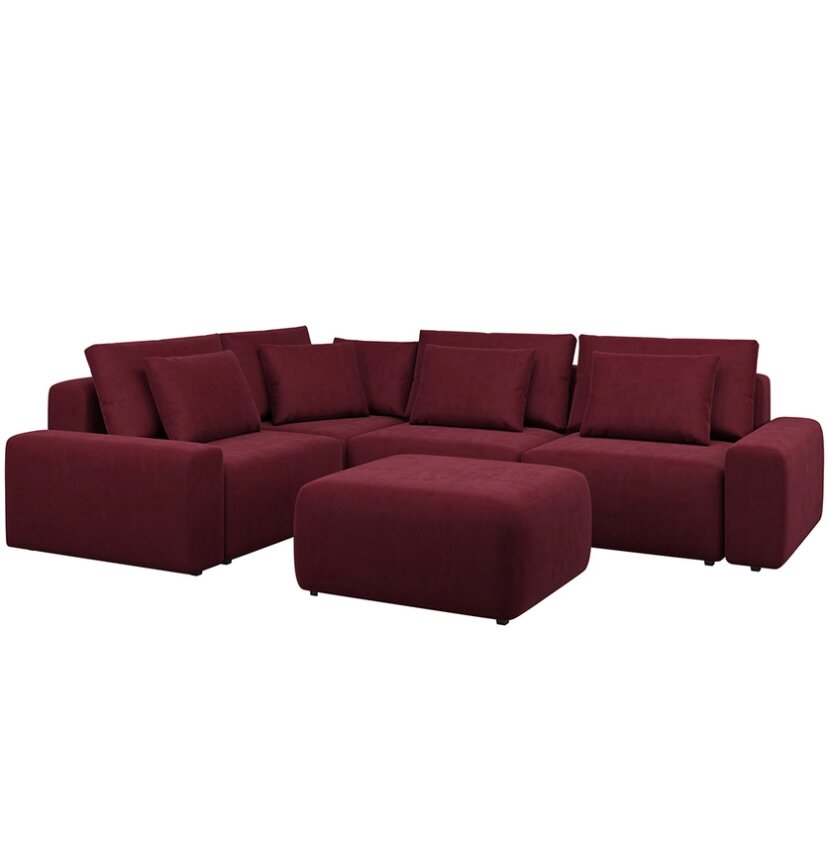 Диван модульный DiHall Гунер Марсал, угловая конструкция, велюр, 3 места