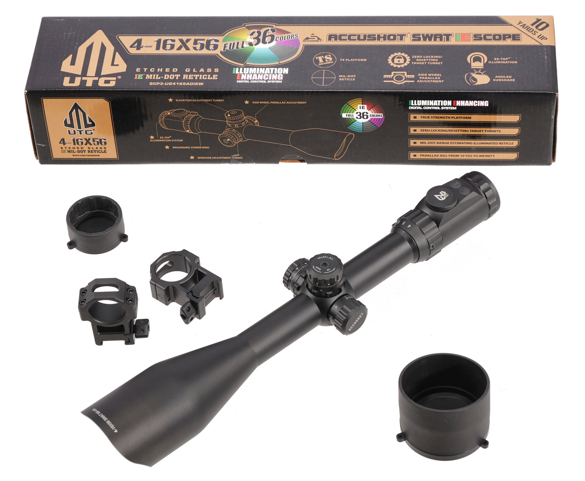 Оптический прицел Leapers Accushot Premium 4-16x56 SF (оригинал, 30 мм, Mil-Dot, подсветка, Weaver)