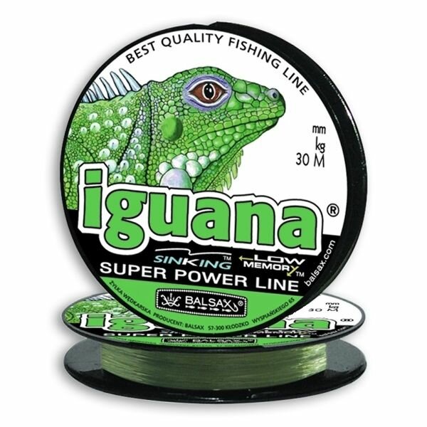 Леска поводочная для рыбалки Balsax Iguana 30м 0,22мм 6,15кг светло-зеленая (10 штук)