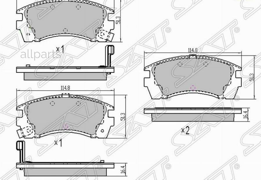 SAT ST-AY040-NS906 Колодки тормозные (Спереди) Nissan AD 90-99 / Sunny 90-00