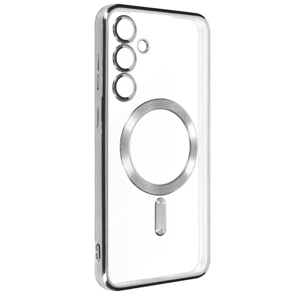 Чехол с алюминиевым бортом Magnetic для Samsung Galaxy S25 Plus, серебристый