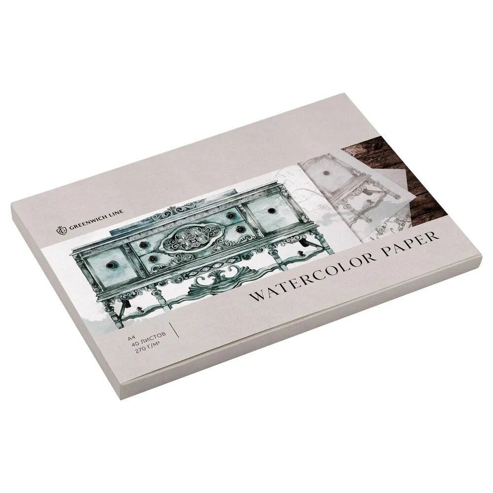 Папка для акварели 40л. А4, Greenwich Line "Винтажная мебель", 270г/м2