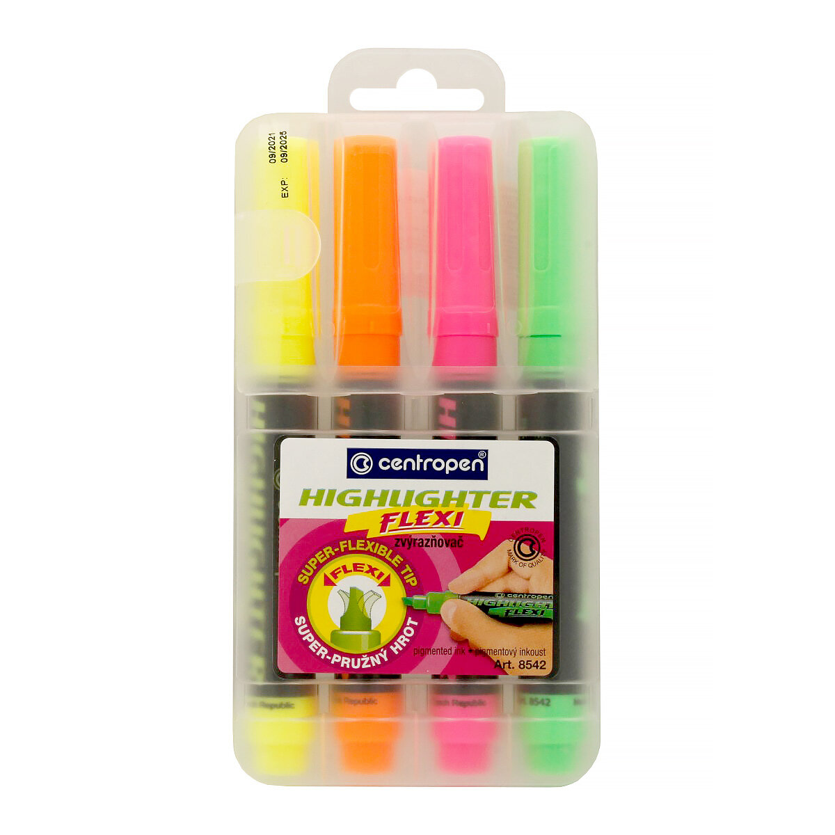 Centropen HIGHLIGHTER FLEXI набор текстовыделителей 4 цв. 1-5 мм скошенное перо цвет 8542/4-OD87 SOFT 4 цв.