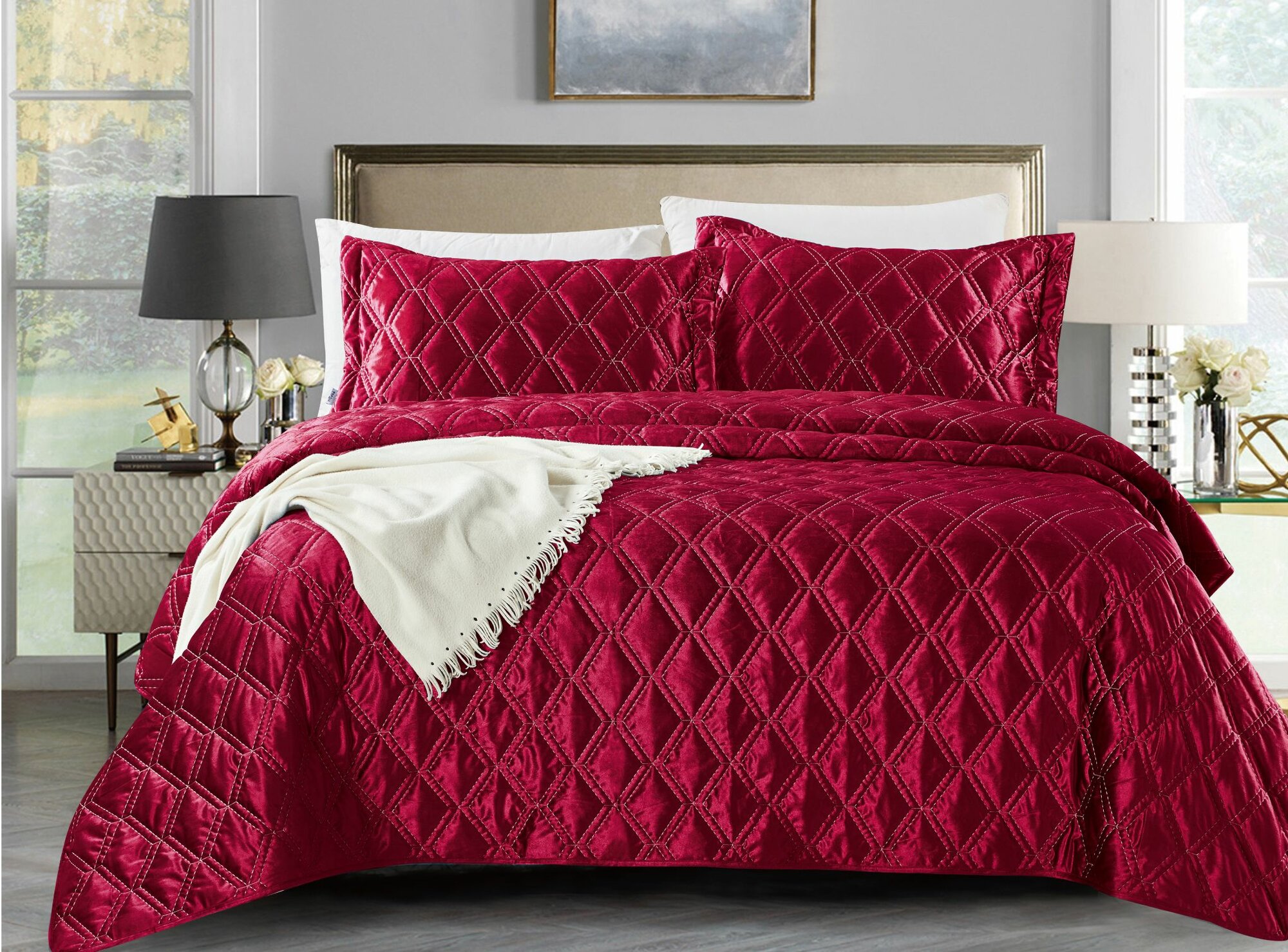 Велюровое Покрывало Tango Baccara, евро, размер 240x260 см, 2 наволочки 50х70 см