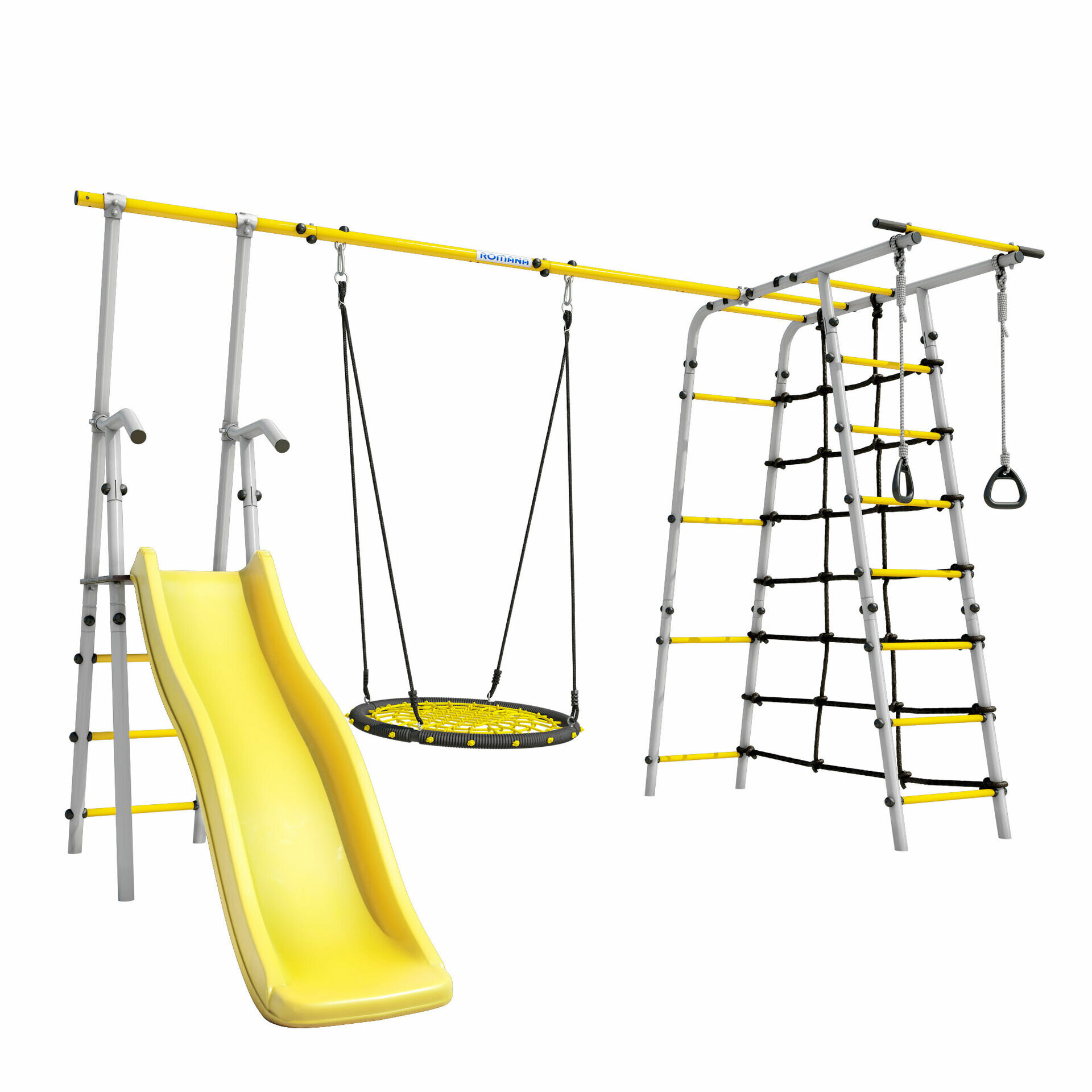 Спортивно-игровой комплекс Romana "Богатырь Плюс 2", качели гнездо 103.12.06, 80 см, серый/жёлтый