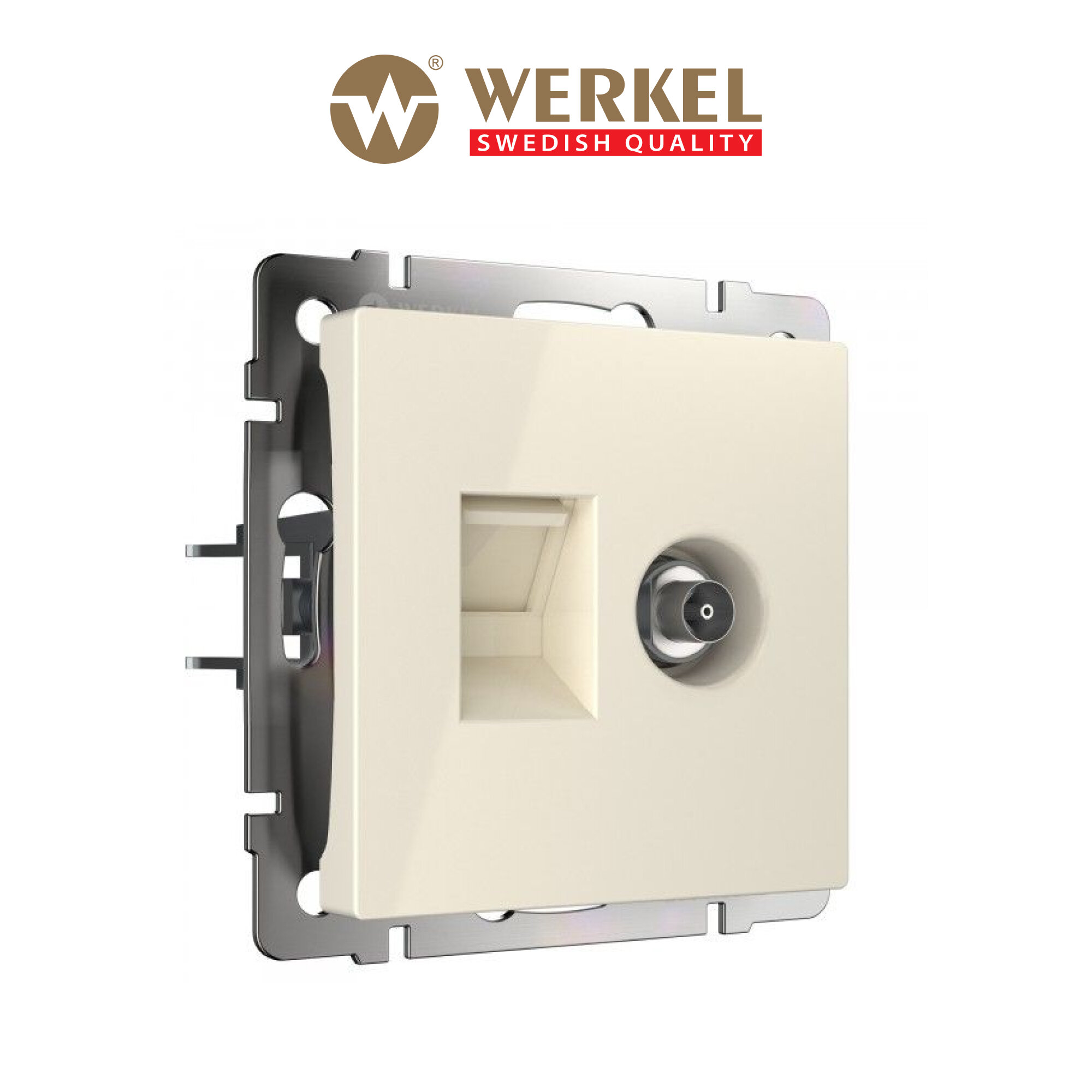 Розетка ТВ+Ethernet RJ-45 6 cat. Werkel W1181303 слоновая кость IP20